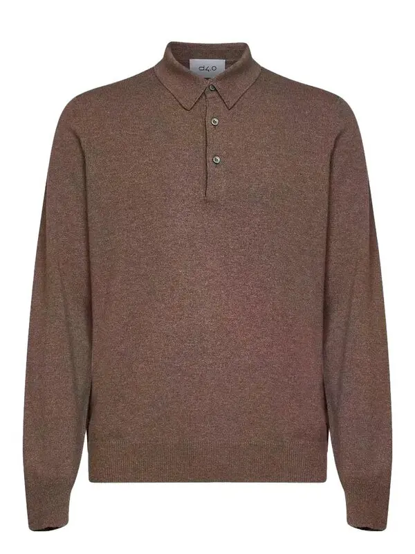 D4.0 Plain-stitch Long-sleeve Sweater - Brown