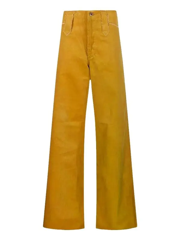 KURO Corduroy Frayed-edge Trousers - Yellow