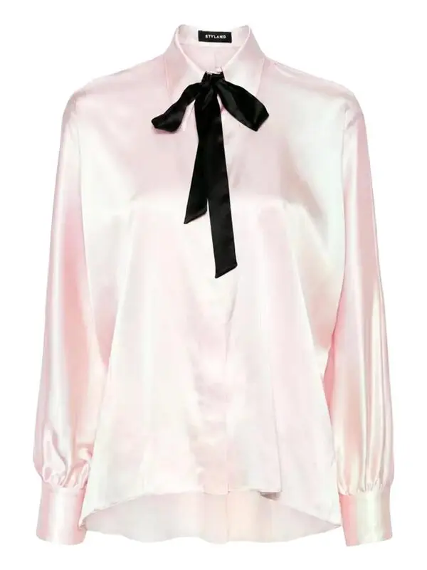 STYLAND Pussy-bow Kimono-sleeve Shirt - Pink