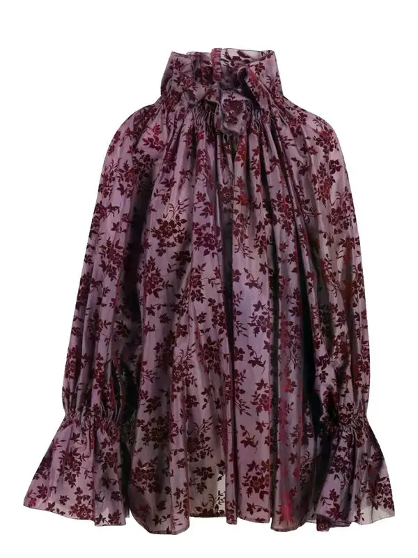 THELATEST Estelle Floral-devoré Ruffled Blouse - Purple