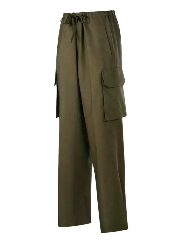 THE EROSE Drawstring Straight-leg Cargo Trousers - Green