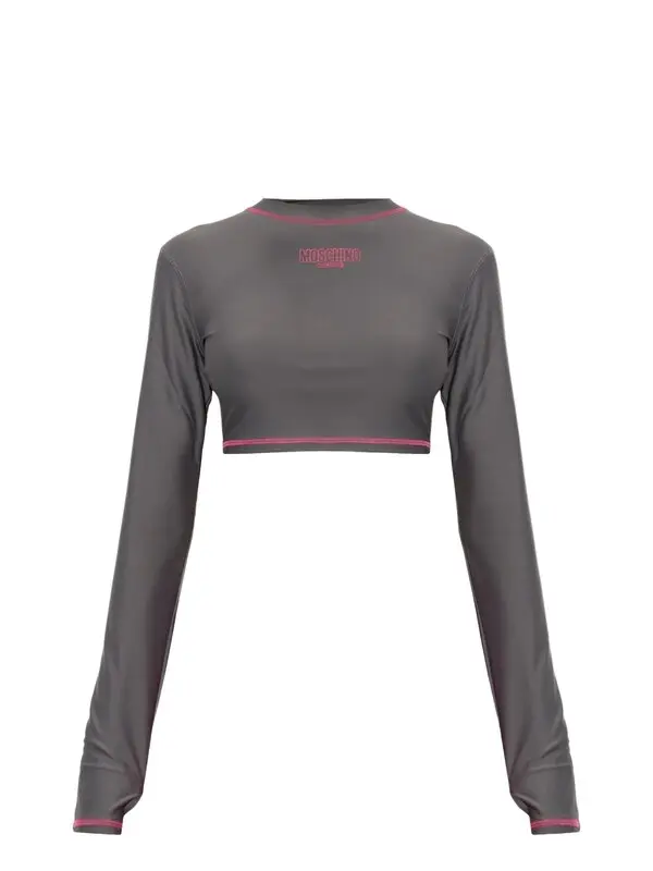 Moschino Active Long-sleeve Cropped Top - Grey