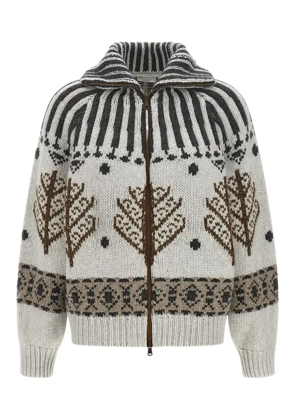 Brunello Cucinelli Multicolor 'nordic Heritage' Cardigan - Gray