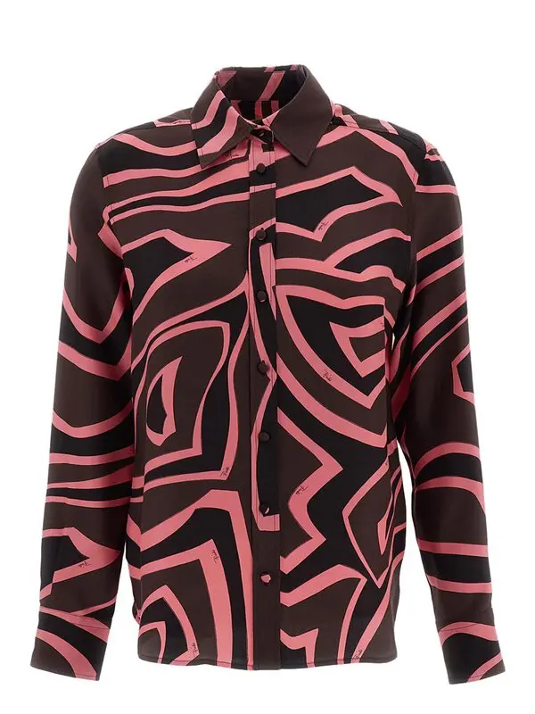 Emilio Pucci Camicia In Twill Di Seta Stampa Labirinto - Multicolore