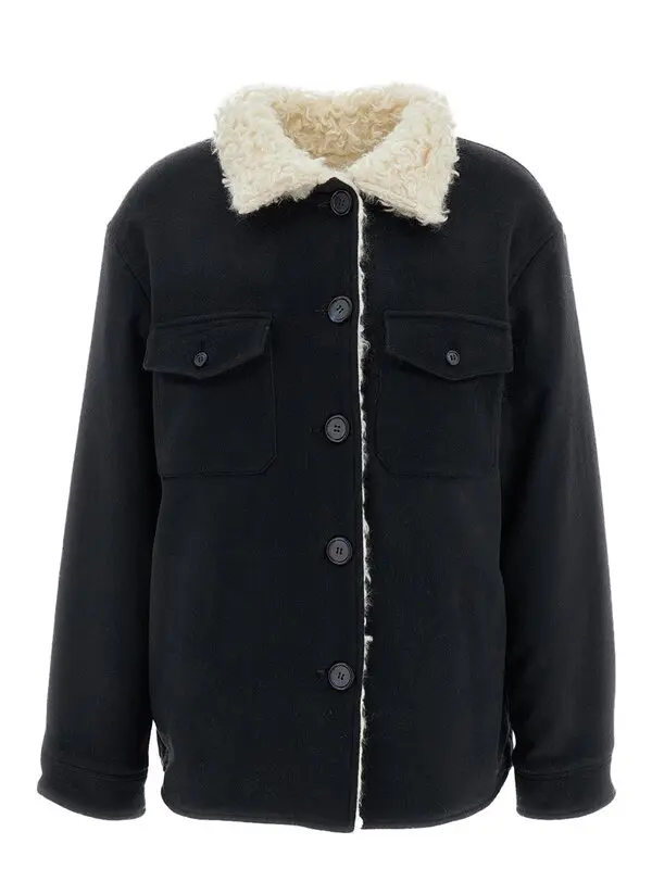 META CAMPANIA COLLECTIVE Overshirt Reversibile Julius In Cashmere E Shearling - Blu