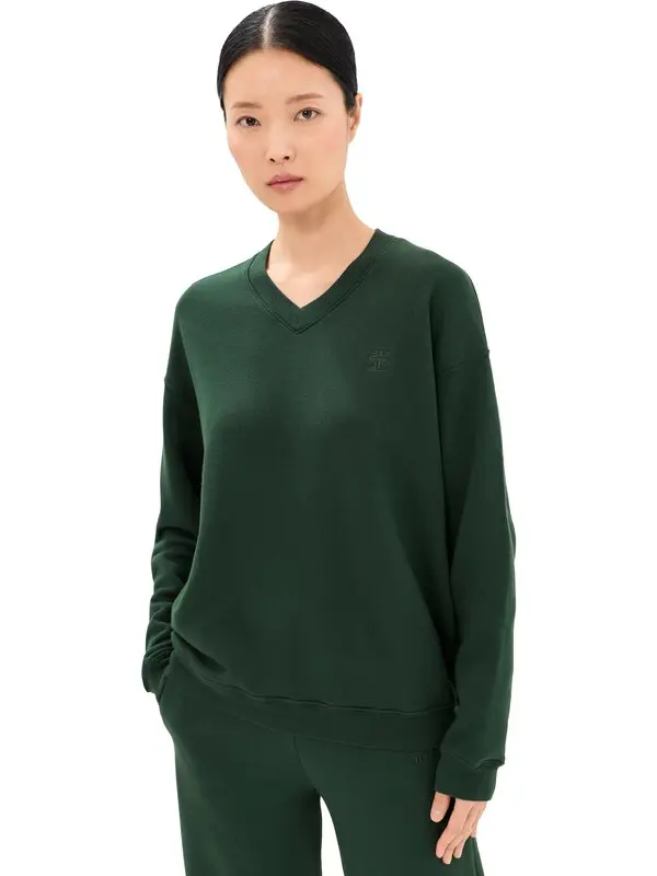 Eterne Oversized V Neck Sweatshirt - Forest
