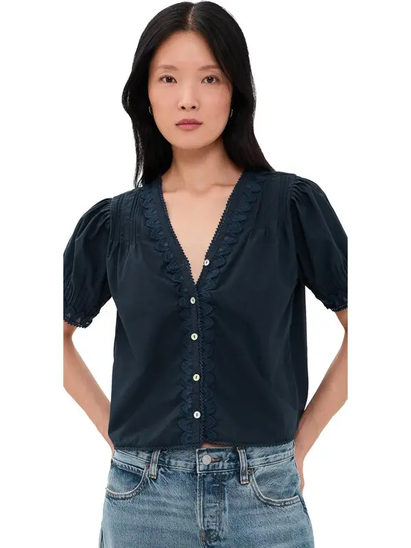 Warp + Weft Lonestar Peasant Top - Navy