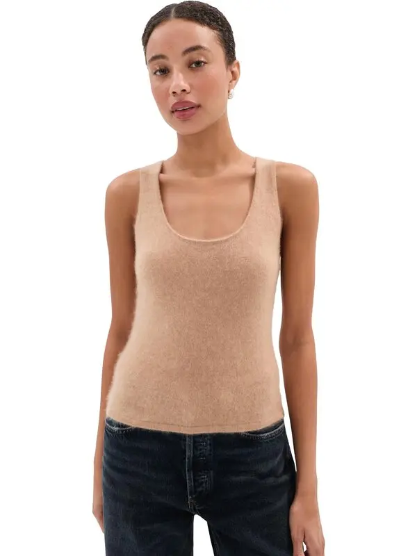 LE BOP Sofia Cashmere Sweater Twinset Tank - Light Camel