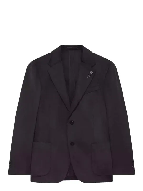 LARDINI Flower-brooch Single-breasted Jacket - Blue