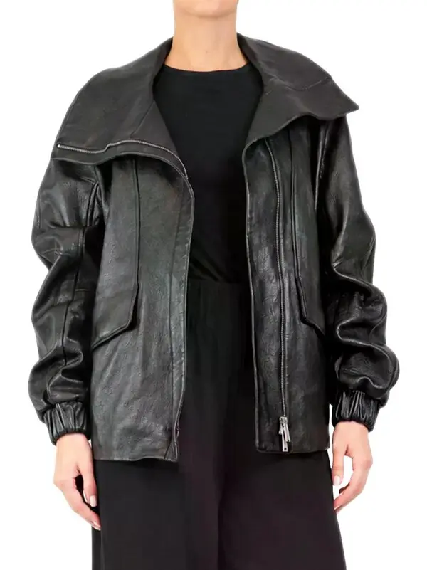 VSP Zip-up Leather Jacket - Black