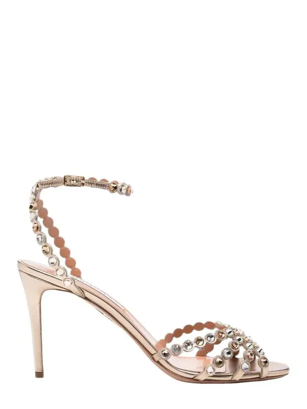 AQUAZZURA Tequila 85 Sandals With Stones - Metallic