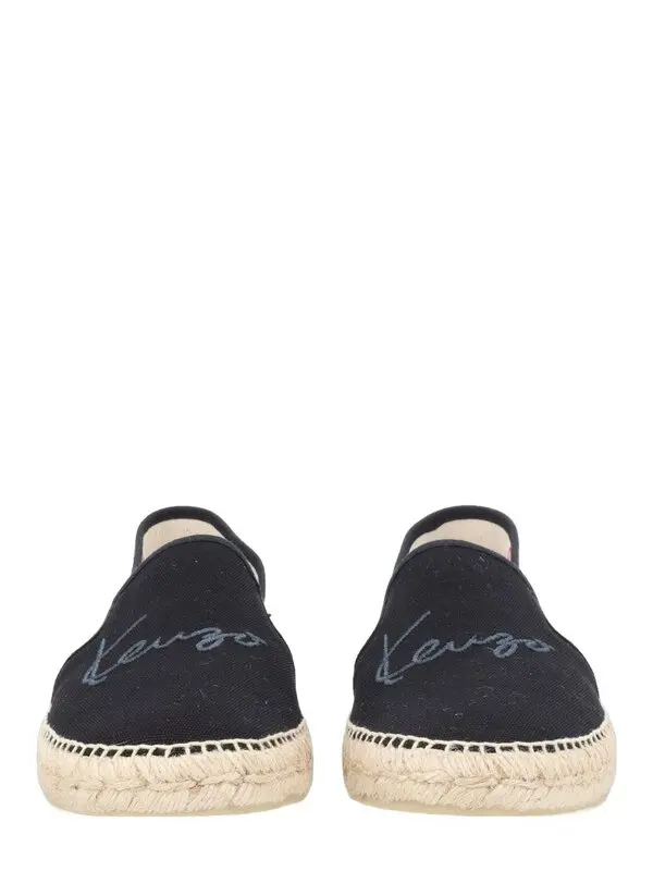 Kenzo Espadrilla Con Logo Ricamato - Black