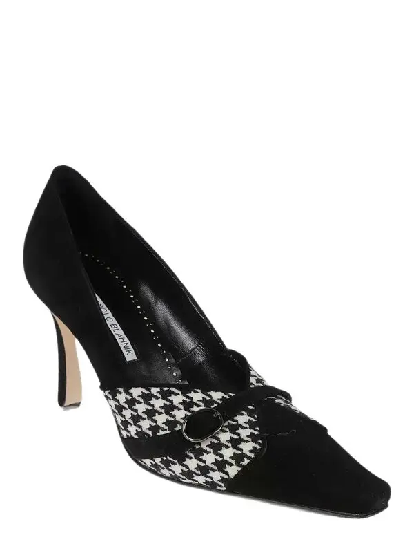 Manolo Blahnik Houndstooth Buckle-detail Pumps - Black