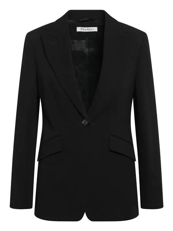 Max Mara Slim-fit Blazer In Virgin Wool Gabardine - Black