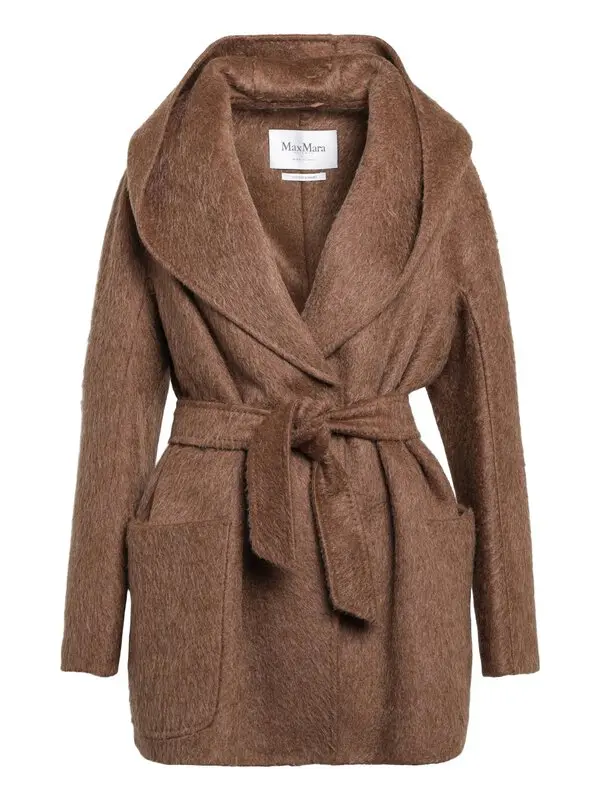 Max Mara Short Coat In Camel And Mohair - Brown
