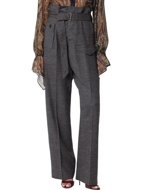 Etro High-waisted Grey Wool Pleated Trousers - Gray