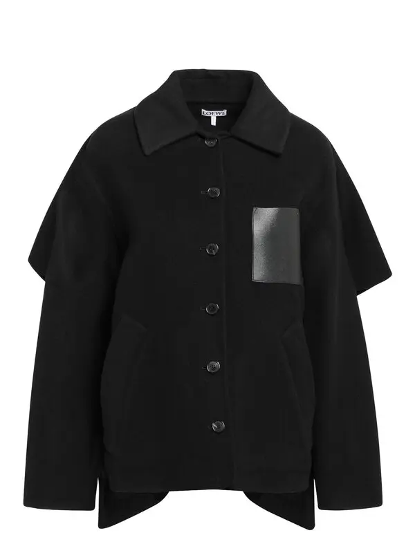 Loewe Cape In Wool And Cashmere - Ebony
