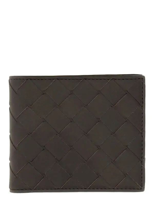 Bottega Veneta Portafoglio Bi-fold Con Motivo Intrecciato - Brown