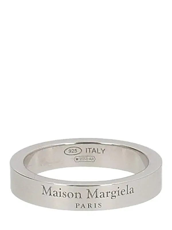 MAISON MARGIELA Anello Con Logo - Silver