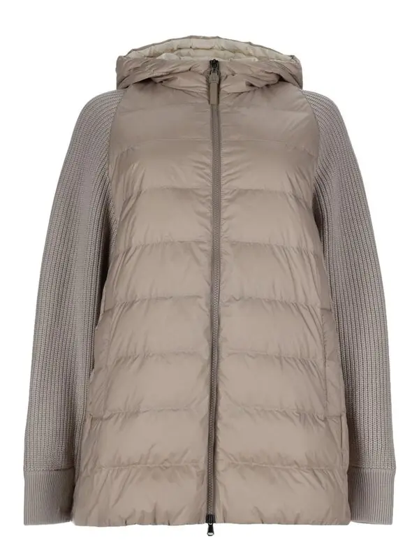 Brunello Cucinelli Piumino In Nylon Con Manica In Maglia - Multicolor