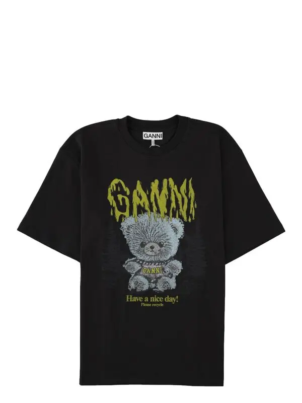 GANNI T-shirt Con Stampa - Black