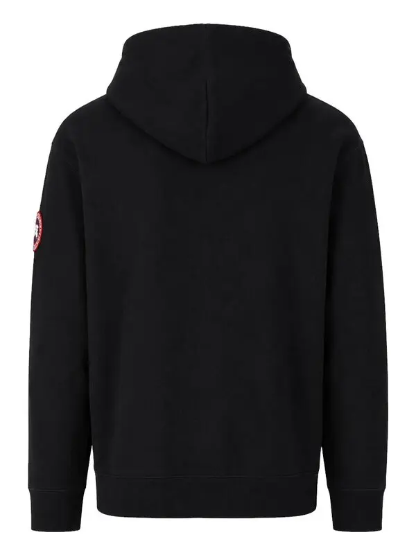 Canada Goose Felpa Con Patch Logo E Cappuccio - Black