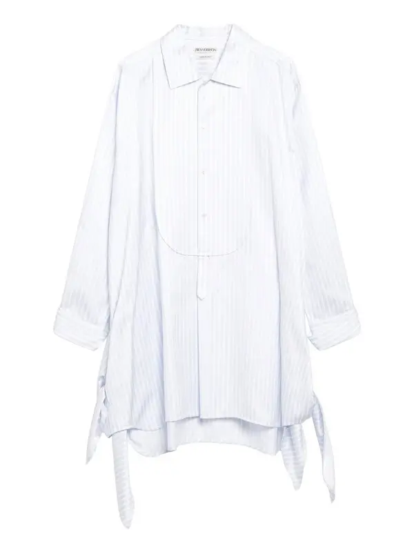 JW Anderson And Light Blue Shirt Dress With Side Knot - White