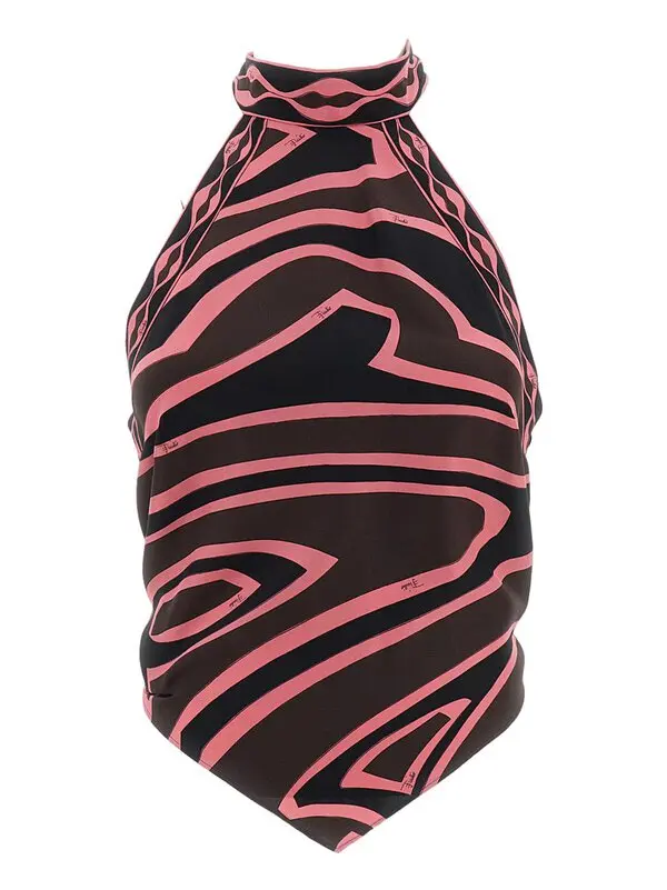 Emilio Pucci Top A Foulard In Seta Stampa Labirinto - Multicolore