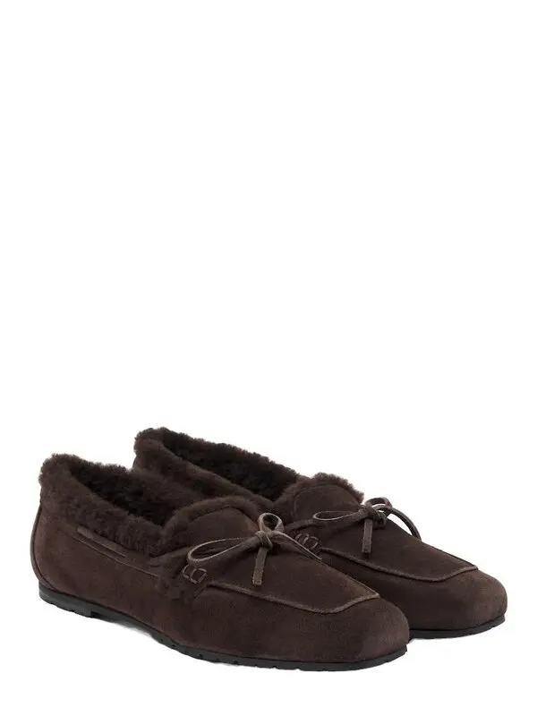 AeydĒ Jasper Shearling-lined Suede Boat Shoes - Brown