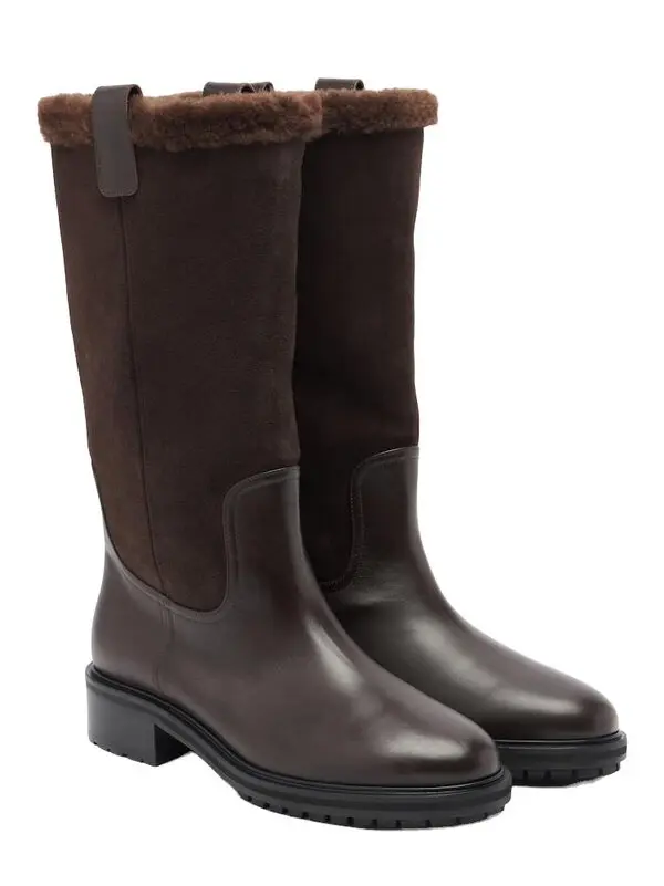 AeydĒ Theo Leather And Suede Knee-high Boots - Brown