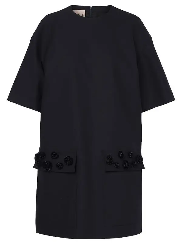 Plan C Embellished Wool-blend Gabardine Minidress - Blue