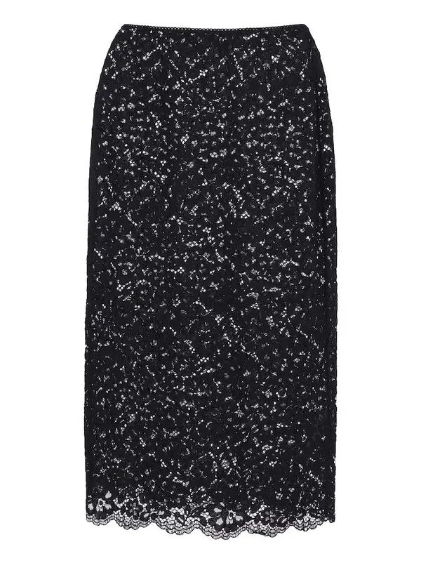 DÔEN Nandette Sheer Lace Midi Skirt - Black