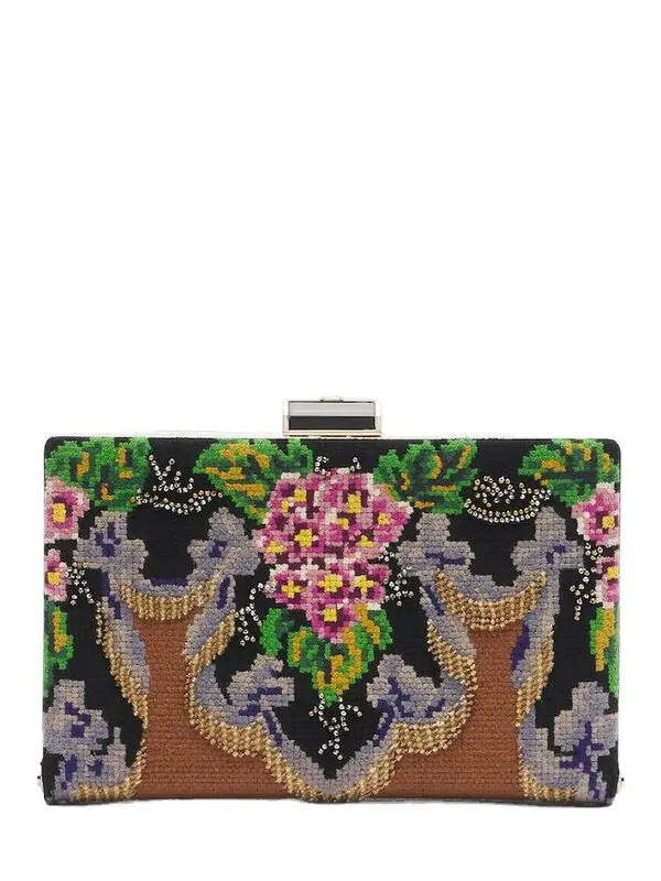 Valentino Garavani Berthe Embellished Jacquard Clutch - Multicoloured