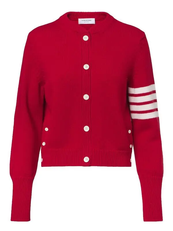 Thom Browne 4-bar Wool Cardigan - Red