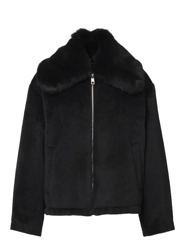 Dolce & Gabbana Shearling-trimmed Alpaca And Wool Jacket - Black