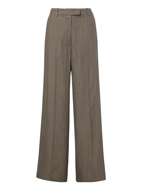 THE FRANKIE SHOP Brickell Pinstripe Wide-leg Pants - Beige