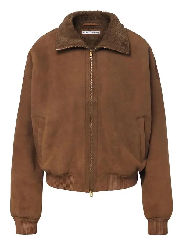 Acne Studios Shearling-lined Suede Bomber Jacket - Brown