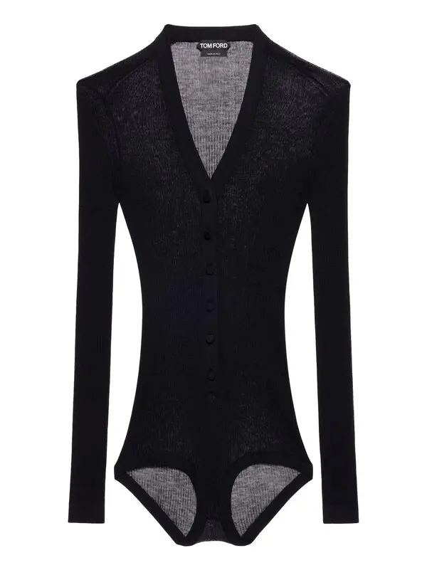 TOM FORD Fitted Silk-blend Bodysuit - Black