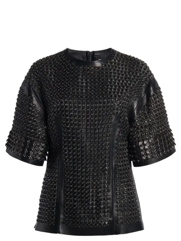 TOM FORD Embroidered Nappa Lambskin Mini Dress - Black