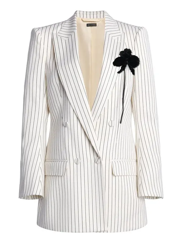 TOM FORD Striped Relaxed Double-breasted Wool Blazer - Stripe