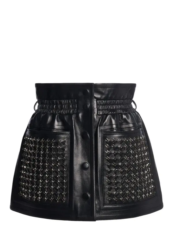 TOM FORD Embroidered Nappa Lambskin Mini Skirt - Black
