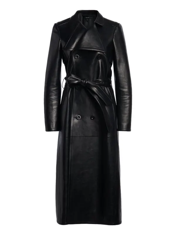TOM FORD Phantom Nappa Lambskin Long Trenchcoat - Black