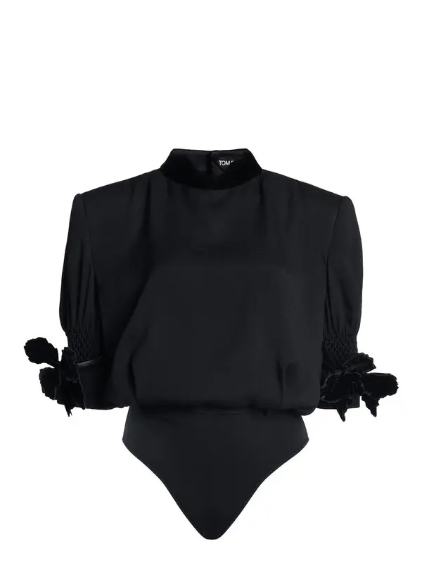 TOM FORD Satin Evening T-shirt Bodysuit - Black