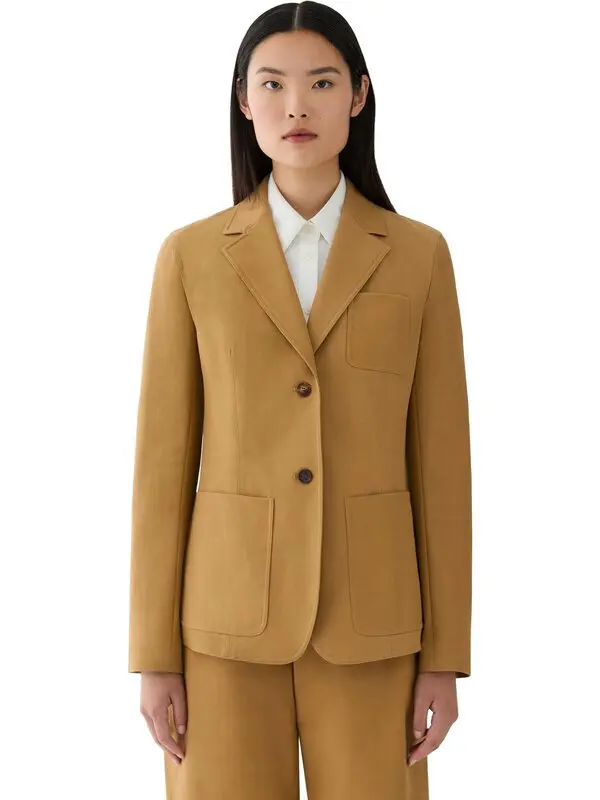 Lafayette 148 New York Stretch Cotton Twill Three Pocket Blazer - Wheat