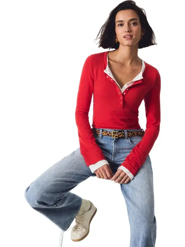 Splendid Avery Air Knit Henley - Shell
