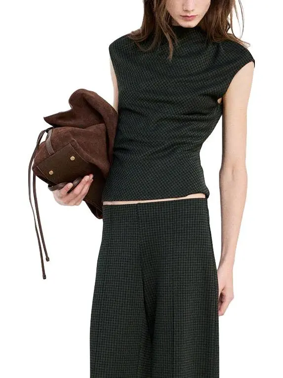 Mango Gathered Side Detail Sleeveless Top - Green