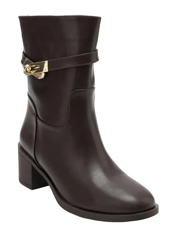 PROLOGUE SHOES Parker Block Heel Boot - Brown
