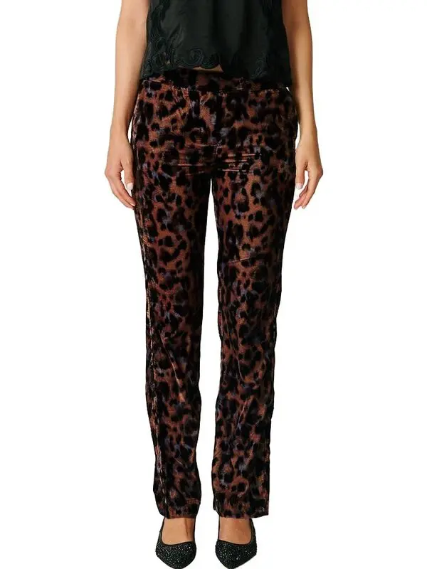 ALMA EN PENA Velvet Trousers - Leopard