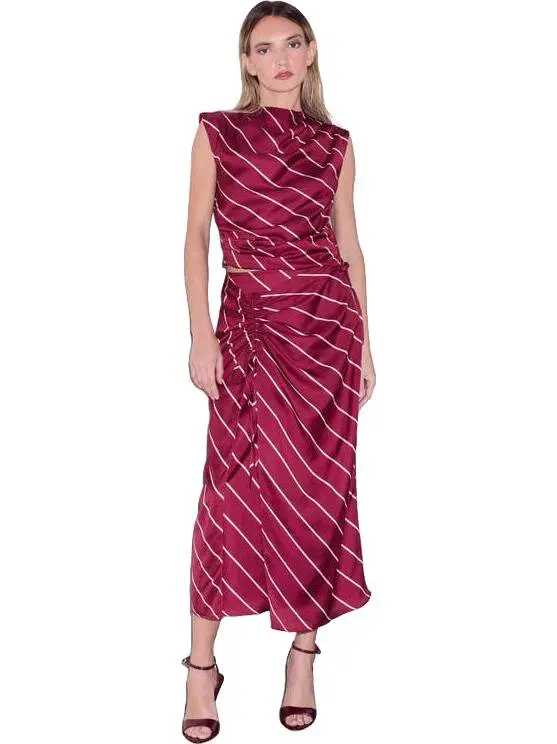 CIEBON Nelly Stripe Midi Skirt - Red Multi
