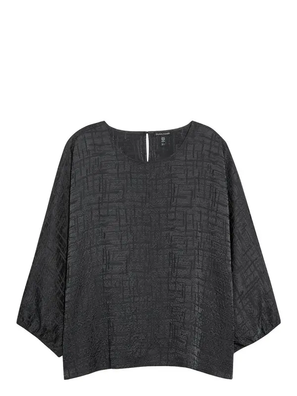 Eileen Fisher Textured Silk Dolman Sleeve Top - Graphite